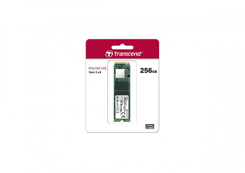 Transcend M.2 NVMe 256GB SSD, (PCIe Gen3x4), 3D TLC, DRAM-less, Read 1,800 MB/s, Write 1,500 MB/s, 2280