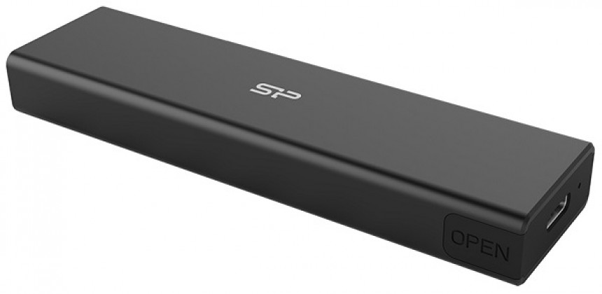 Silicon Power M.2 NVMe or SATA SSD Enclosure PD60, 2230/2242/2260/2280, USB3.2 Gen.2 (Up to 10Gb/s) Type-C, Black