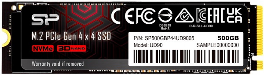 Silicon Power M.2 NVMe 500GB SSD, UD90, PCIe Gen 4x4, 3D NAND, Read up to 5,000MB/s, Write up to 2,700MB/s (single sided), 2280