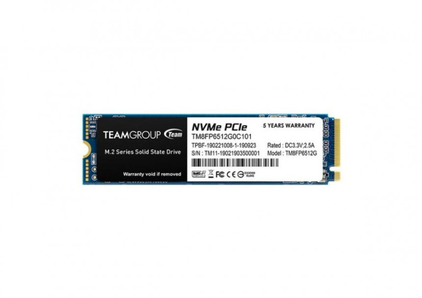 TeamGroup M.2 2280 512GB MP33 SSD PCIe Gen3 x4, NVM Express, 1700/1400MB/s TM8FP6512G0C101 44172