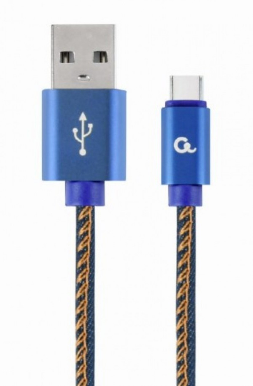 CC-USB2J-AMCM-1M-BL Gembird Premium jeans (denim) Type-C USB cable with metal connectors, 1m, blue 38290