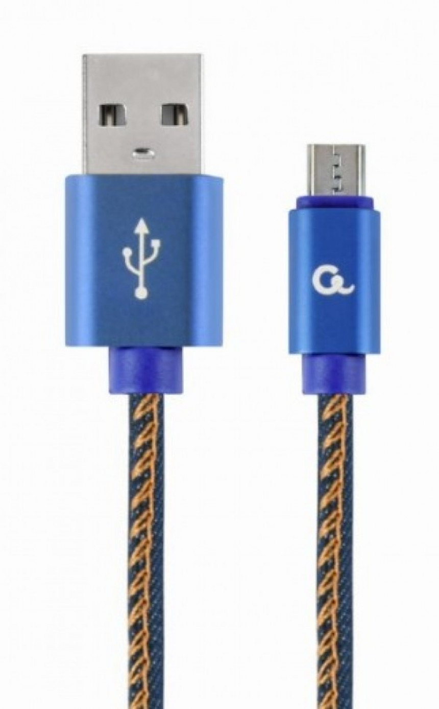 CC-USB2J-AMmBM-1M-BL Gembird Premium jeans (denim) Micro-USB cable with metal connectors, 1 m, blue 38292