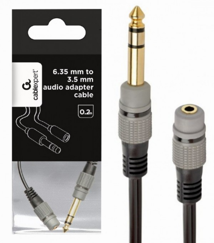 A-63M35F-0.2M Gembird 6.35mm to 3.5mm audio adapter cable, 0.2m 38317