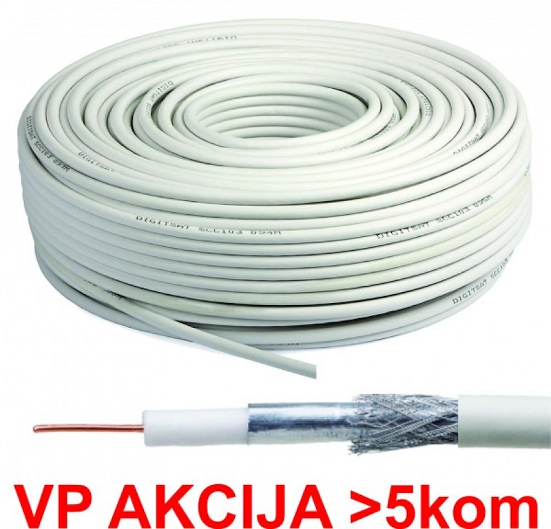 KABL-COAX-RG6/100 white (X553) **koaksialni kabl RG6 bez konektora, conductivity 18%,6.5mm,100m(1351 38722