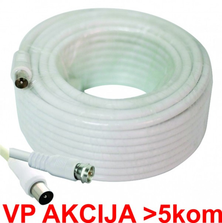 KABL-COAX-RG6/15 white (X553)** koaksialni kabl RG6 konektor F-male/IEC, conduct.18%, 6.5mm 15m (200 38723
