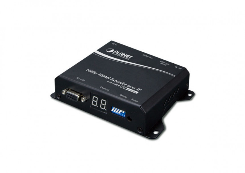 HDMI na IP extender - prijemnik, Full-HD 1080p/HDCP, HDMI 1.4a, 64 kanala (DIP svič), prenosi i IR daljinsku kontrolu, EDID podrška, više prijemnika se može vezati na jedan ili više predajnika, Po...