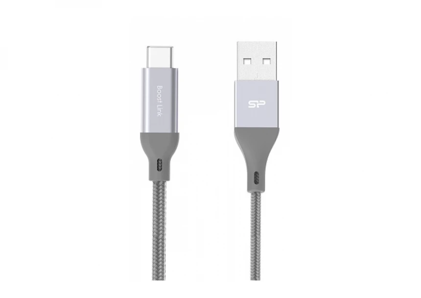 Silicon Power USB3.0 to USB-C Cable, Boost Link Nylon LK30AC, Supports QC3.0/QC2.0 up to 3A, Up to 5Gbit/s, Gray, 1m