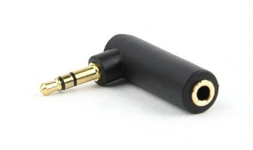 A-3.5M-3.5FL Gembird 3.5 mm stereo audio right angle adapter, 90 19867