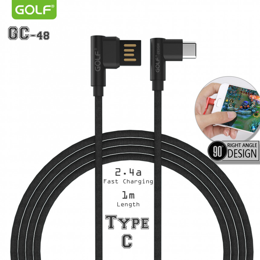 USB kabl tip C 1m 90° GOLF GC-48T crni 00G100