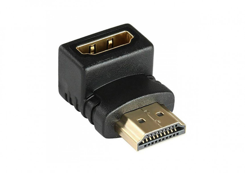 Adapter HDMI (M) - HDMI (F) crni ugaoni