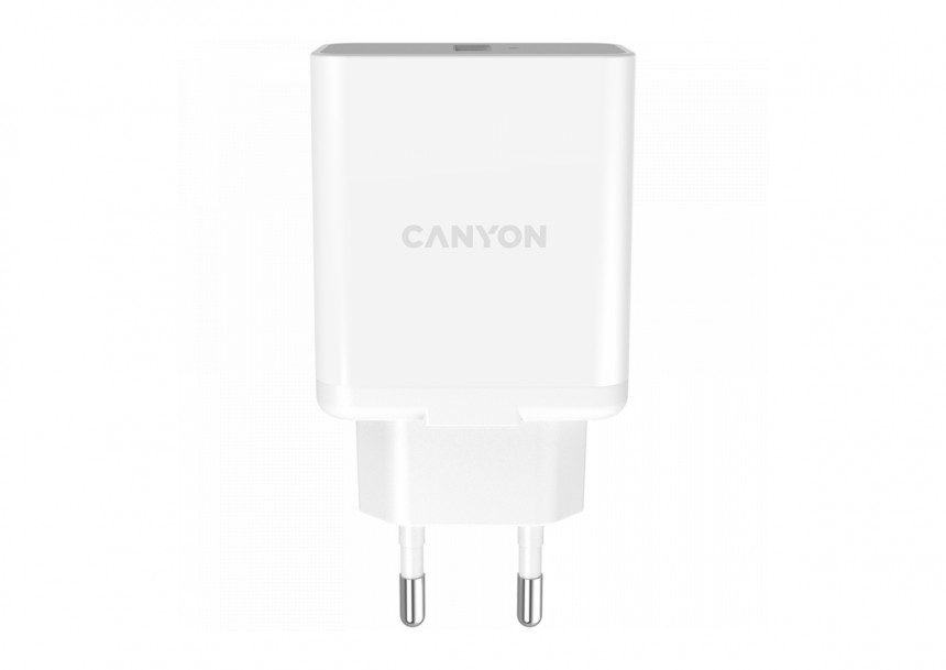 Canyon, Wall charger with 1*USB, QC3.0 24W, Input: 100V-240V, Output: DC 5V/3A,9V/2.67A,12V/2A, Eu plug, Over-load, over-heated, over-current and short circuit protection, CE, RoHS ,ERP. Size:89*4...