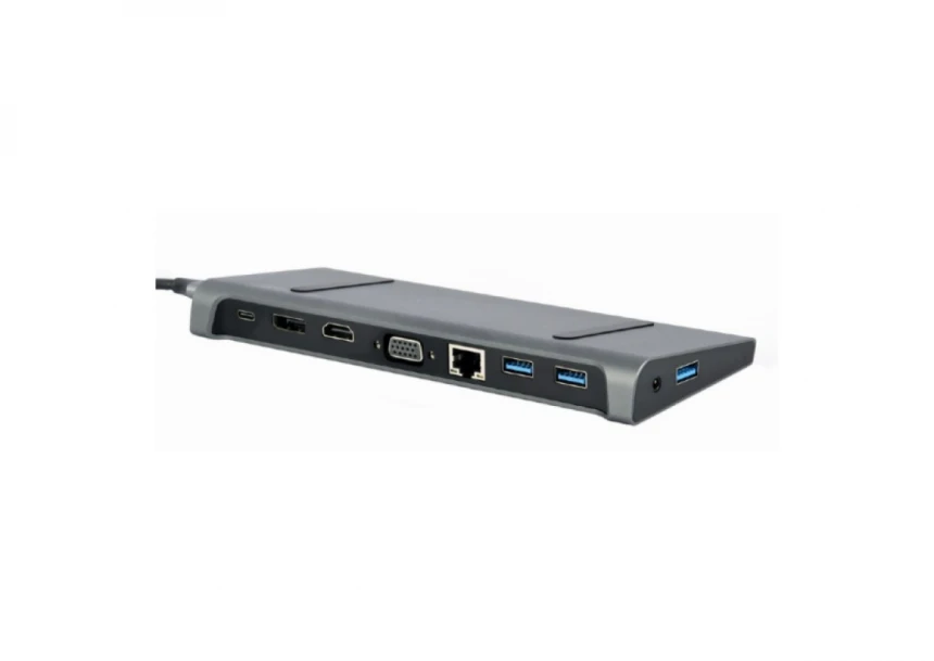 A-CM-COMBO9-02 Gembird USB type-C 9-u-1 adapter Hub3.0 + HDMI + DisplayPort + VGA + PD + LAN A