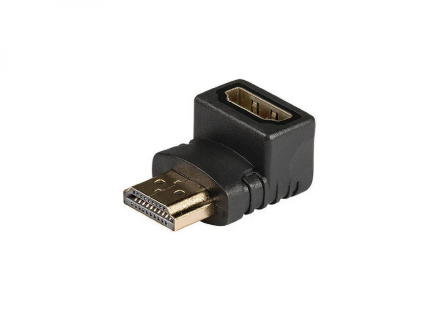 E-Green Adapter HDMI (M) - HDMI (F) pod uglom, crni