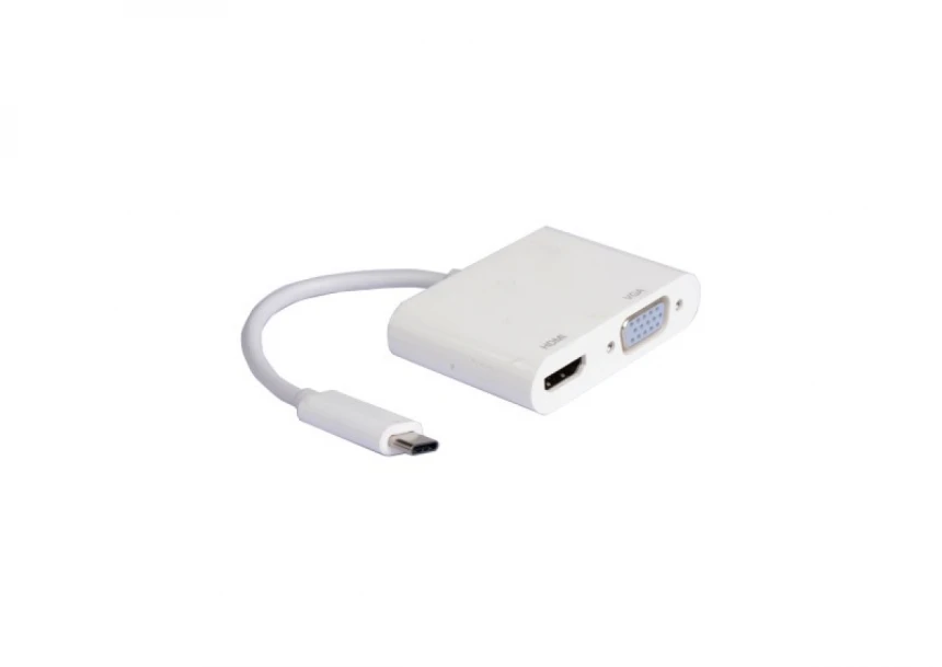 E-Green Adapter USB 3.1 tip C (M) - HDMI + VGA (F) beli