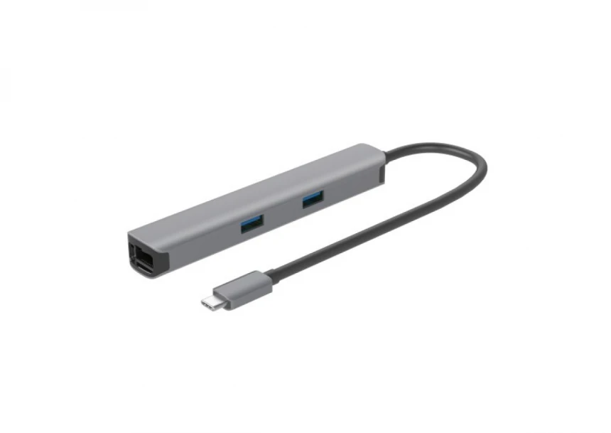 E-Green Adapter USB 3.1 tip C (M) - HDMI + 2 x USB3.0 + 2 x tip C + RJ45(F)