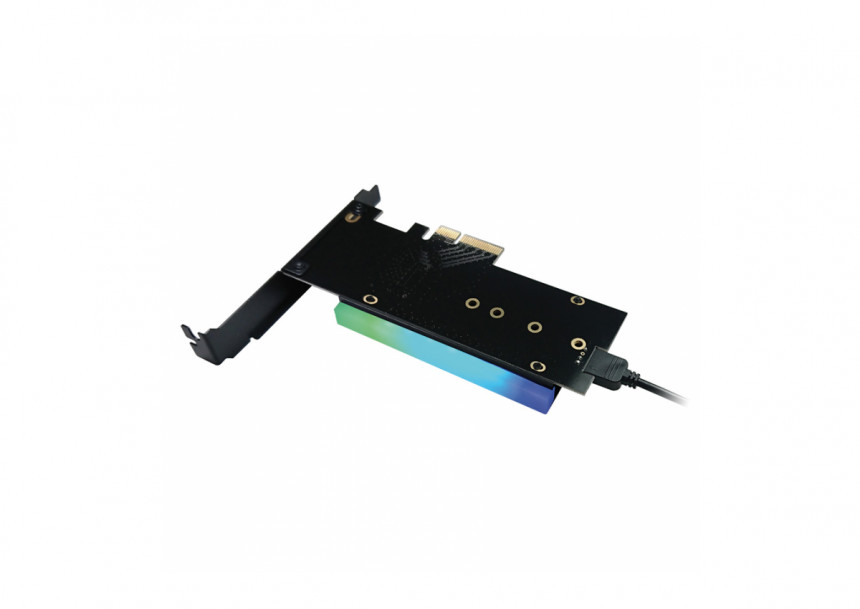 Kontroler LC POWER LC-PCI-M2-NVME-ARGB PCI-E for a M.2 NVME SSD with heatsink and ARGB lighting