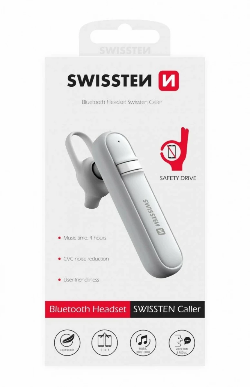 Swissten Bluetooth Caller slušalice za vožnju bela