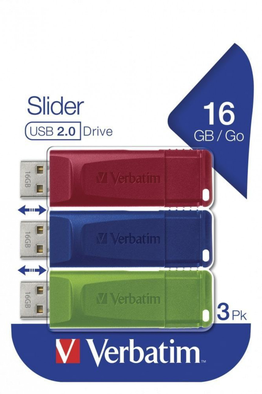 Verbatim Slider USB 3x16GB (49326)