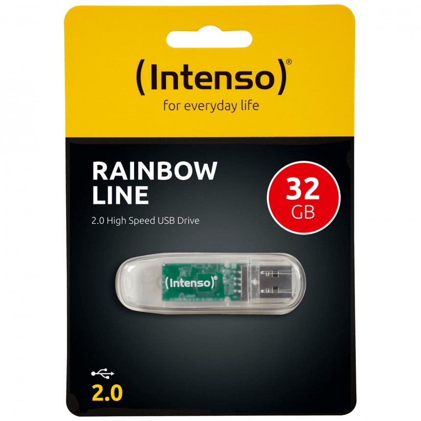 (Intenso) USB Flash drive 32GB Hi-Speed USB 2.0,Rainbow Line,TRANSP. - USB2.0-32GB/Rainbow