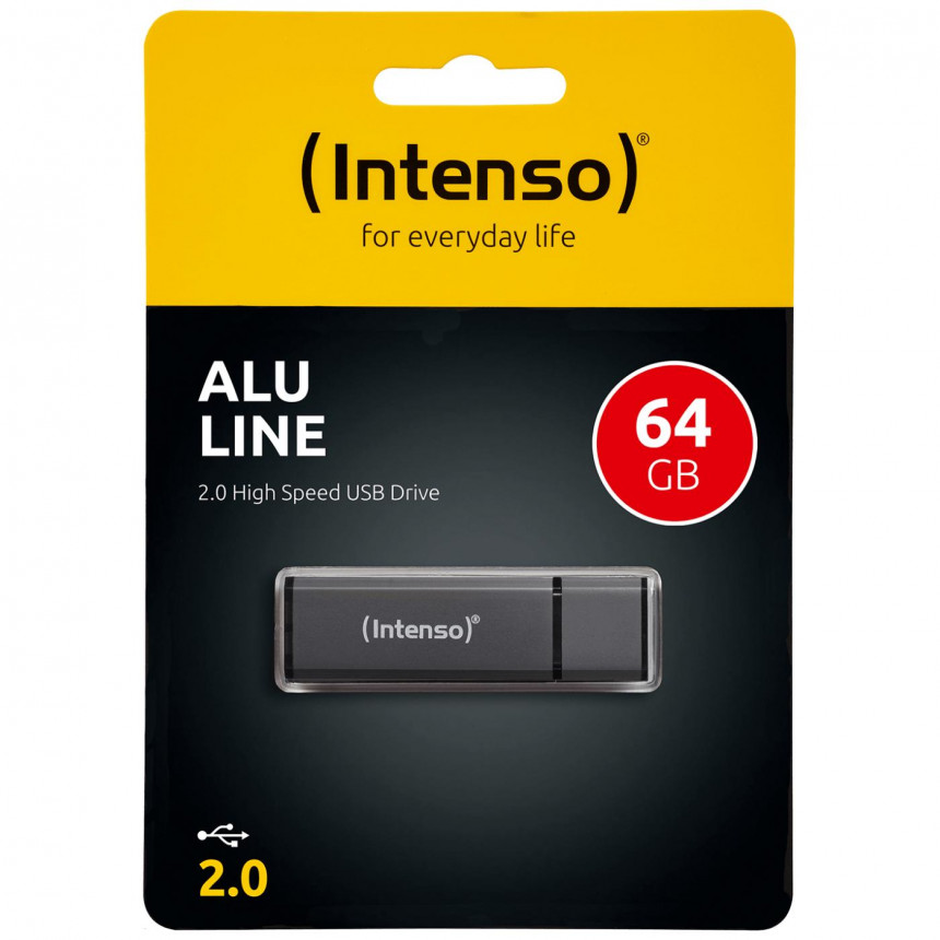 (Intenso) USB Flash drive 64GB Hi-Speed USB 2.0, ALU Line - USB2.0-64GB/Alu-a