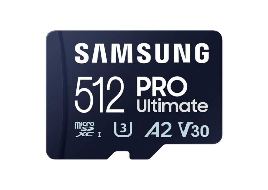 Samsung MicroSD 512GB, PRO Ultimate, SDXC, UHS-I U3 V30 A2, Read up to 200MB/s, Write up to 130 MB/s, for 4K and FullHD video recording, w/SD adapter