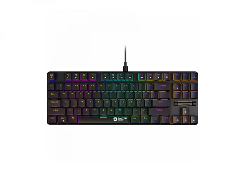 CANYON Cometstrike GK-50, 87keys Mechanical keyboard, 50million times life, GTMX red switch, RGB backlight, 20 modes, 1.8m PVC cable, metal material + ABS, US layout, size: 354*126*26.6mm, weight:...