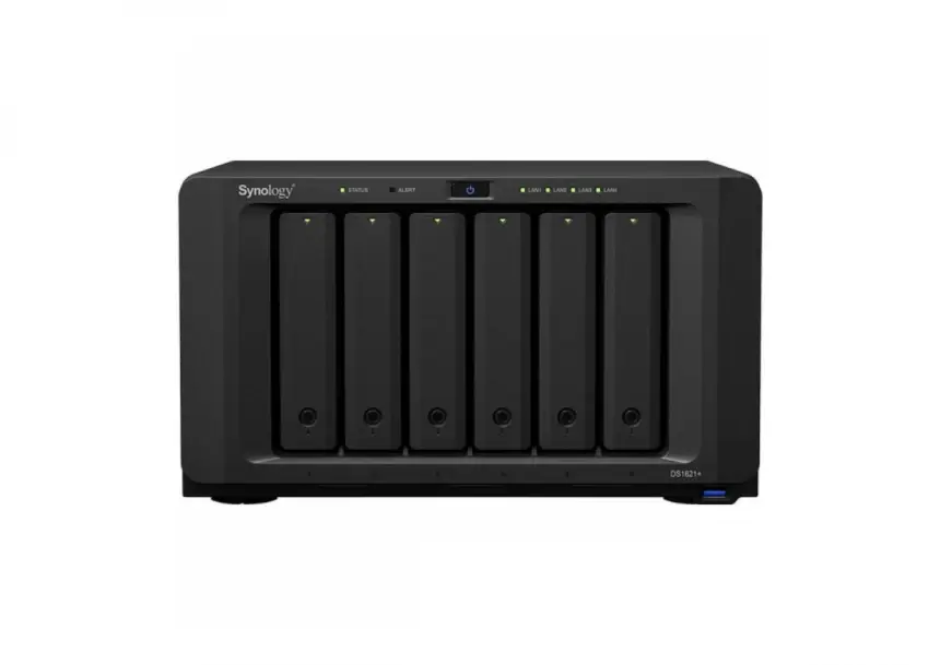 Synology DiskStation DS1621+,Tower,6-Bay 3.5'' SATA HDD/SSD, 2 x M.2 2280 NVMe SSD, CPU AMD Ryzen Quad-Core 2.2 GHz, 4 GB DDR4, 4 x RJ-45 1 GbE LAN, 3 x USB 3.0, 2 x eSATA (Expandable to 16 Bays w...