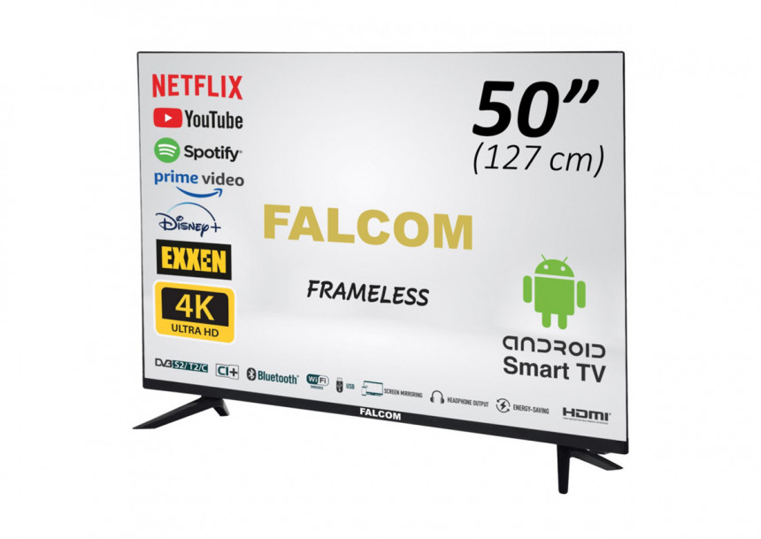 Televizor Falcom Smart LED Android 50", 4K, DVB-S2/T2/C, HDMI, WiFi - TV-50LTF022SM