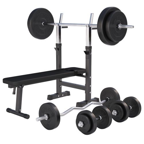 Benč klupa sa stalkom i setom tegova 100 kg (Crna)