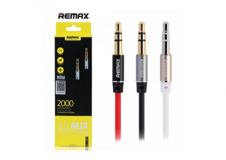AUX Audio kabl L200 (3,5mm st. jack-3,5mm st. jack) beli 2m REMAX