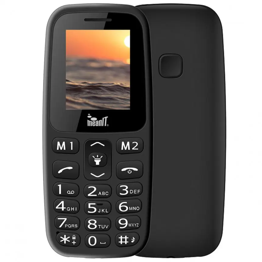 MeanIT Mobilni telefon, 1.77" ekran, Dual SIM, BT, SOS dugme - VETERAN I MOBILNI TELEFON-CRNI