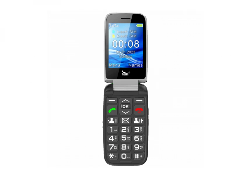 MeanIT Mobilni telefon sa velikim ekranom u boji 2,8" - Crni - SENIOR FLIP MAX Black