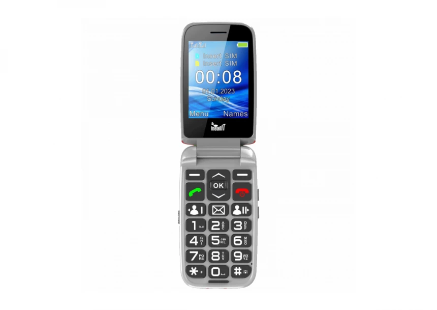 MeanIT Mobilni telefon sa velikim ekranom u boji 2,8" - Crveni - SENIOR FLIP MAX Red