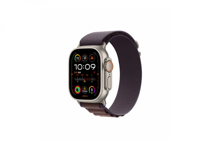 Apple Watch Ultra2 Cellular, 49mm Titanium Case with Indigo Alpine Loop - Medium