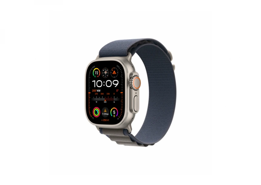 Apple Watch Ultra2 Cellular, 49mm Titanium Case with Blue Alpine Loop - Large