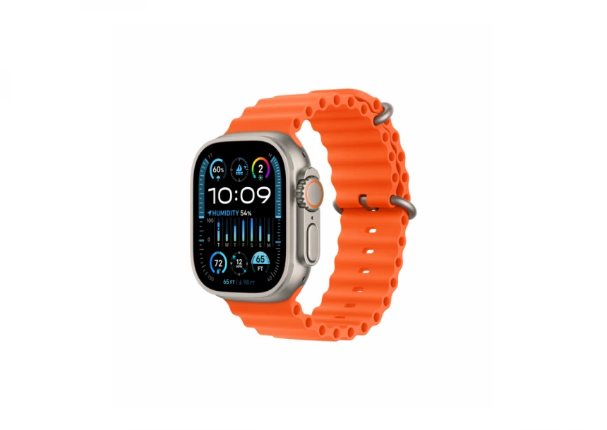 Apple Watch Ultra2 Cellular, 49mm Titanium Case with Orange Ocean Band