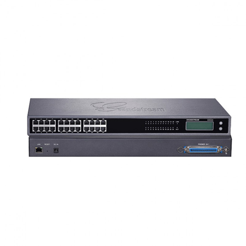 Grandstream GXW-4224 Enterprise Voice&Fax-over-IP gateway sa 24 x FXS (RJ11 & 50-pin Telco) , 1 x LAN Gb/s, 19"/1U & LCD, 3 SIP server profila, nezavisni nalozi po portu, provisioning, T.38 Fax