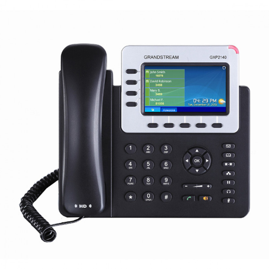 Grandstream GXP-2140 Enterprise 4-line/4-SIP VoIP HD telefon, TFT color LCD 480x272 displej i 2 x Gigabit UTP porta, PoE