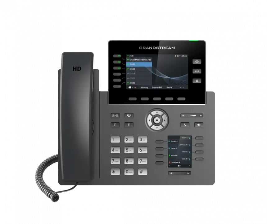 Grandstream GRP-2616 Carrier-grade 6-line/6-SIP VoIP HD telefon, podesivi 4.3" LCD 480x272 & 2.4" LCD 320x240 dual TFT color displeji, 48 VPK i BLF tastera, 2 x Gigabit UTP porta, 802.11ac WiFi, B...