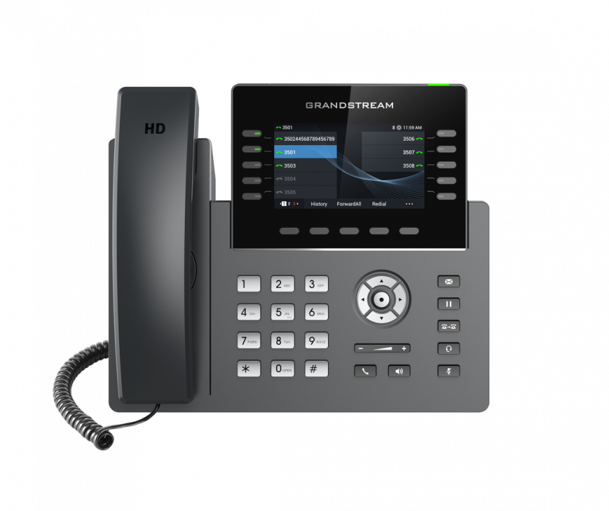 Grandstream GRP-2615 Carrier-grade 10-line/5-SIP VoIP HD telefon, podesivi 4.3" TFT color LCD 480x272 displej, 40 Virtual Multi-Purpose (VPK) i BLF tastera, 2 x Gigabit UTP porta, 802.11ac WiFi, B...