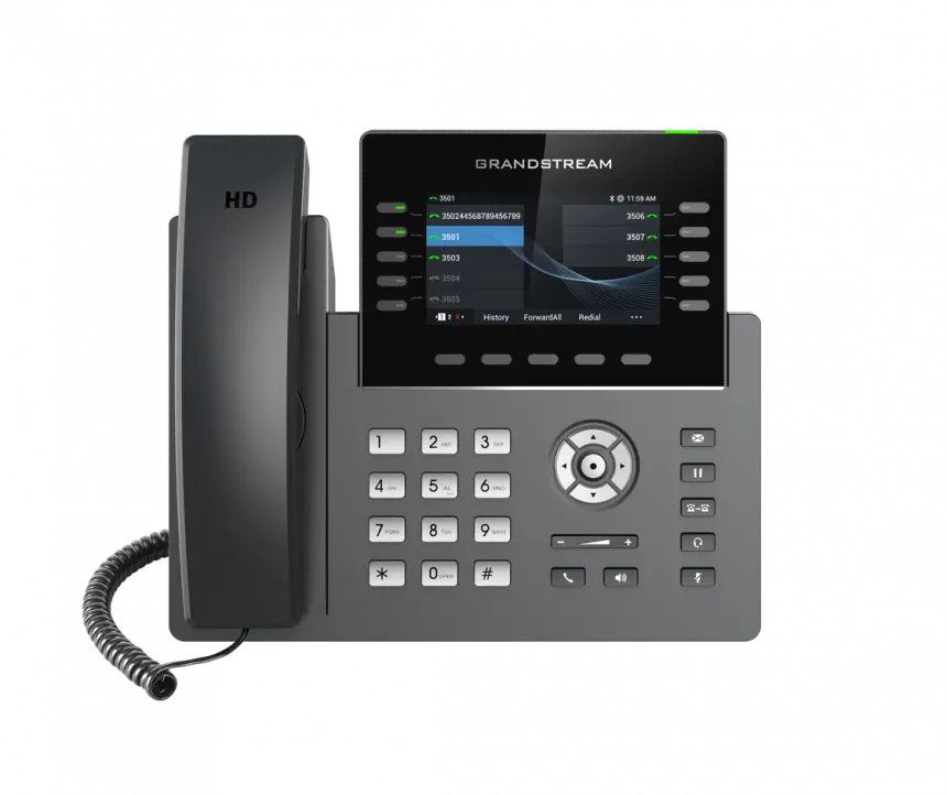 Grandstream GRP-2615 Carrier-grade 10-line/5-SIP VoIP HD telefon, podesivi 4.3" TFT color LCD 480x272 displej, 40 Virtual Multi-Purpose (VPK) i BLF tastera, 2 x Gigabit UTP porta, 802.11ac WiFi, B...