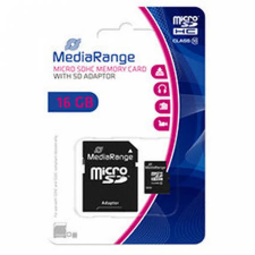 MEM. KARTICA microSDHC 16GB MEDIARANGE + SD adapter C10 MR958