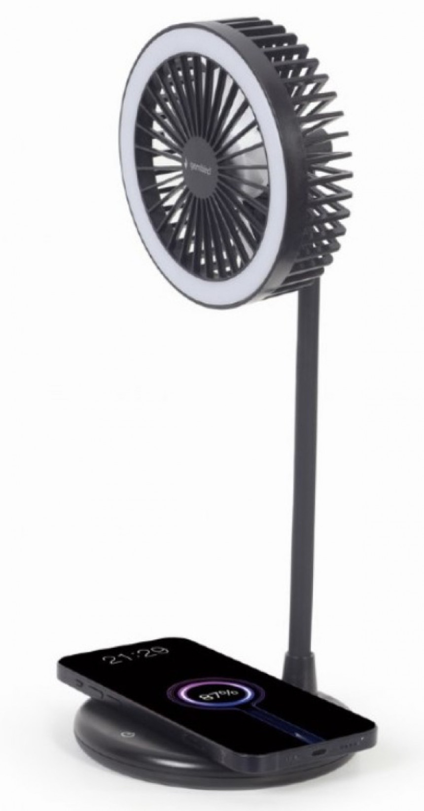 Ventilator sa lampom i bezicim punjacem TA-WPC10-LEDFAN-01 Gembird Desktop 43824