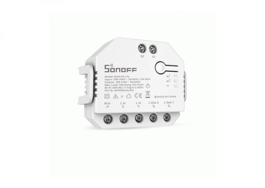SONOFF DUALR3 Lite smart-home 2-kanalni naizmenični prekidač 3300W za rasvetu / roletne / tende / garažna vrata / rampe, WiFi, timer i scenariji, TUV / IEC 61032 / IEC 60695-2-1, eWeLink/ Alexa/ G...