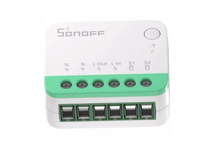 SONOFF MINI R4M smart-home prekidač 2200W, Matter i TÜV sertifikovan, vrlo malih dimenzija (33x40x17mm) za u doznu, ESP32 čip, sa S-MATE2 kontrolerima za složena scenarija, WiFi 2.4GHz, eWeLink, A...
