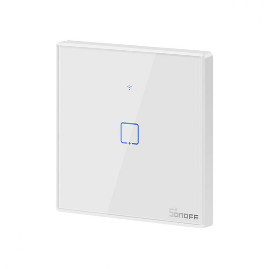 SONOFF T2-TX smart-home zidni prekidač, belo staklo sa LED indikacijom, 86x86mm, RF 433MHz & WiFi 2.4GHz kontrola, timer i smart scenarija, besplatna eWeLink app, Amazon Alexa / Google Assistant &...