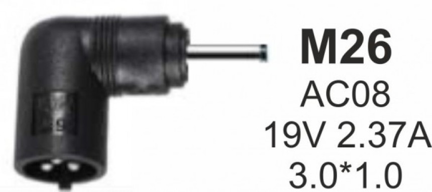 NPC-SA03 (M26) Gembird konektor za punjac 65W-19V-2.37A, 3.0x1.1mm (AC08) 38980