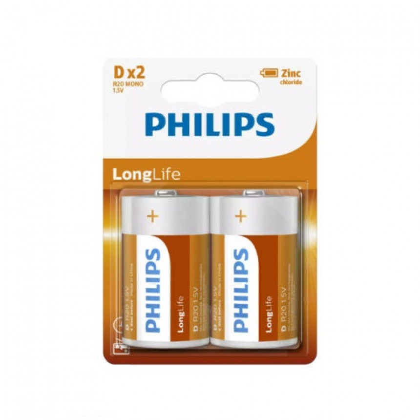 Philips Baterija Longlife R20/D 1.5V (1/2) 49527