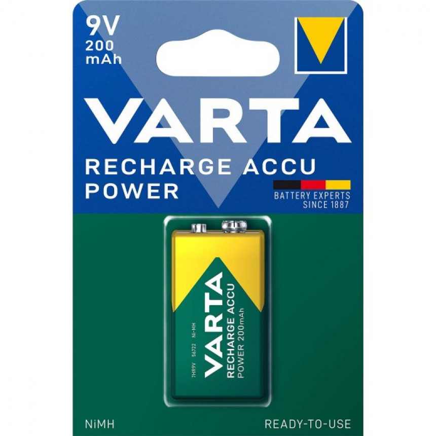 VARTA-56722/1 * 9V PUNJIVA NiMH baterija 200mAh R22 38549