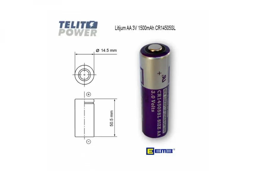 Litijum Li-MnO2 AA 3V 1500mAh CR14505SL EEMB